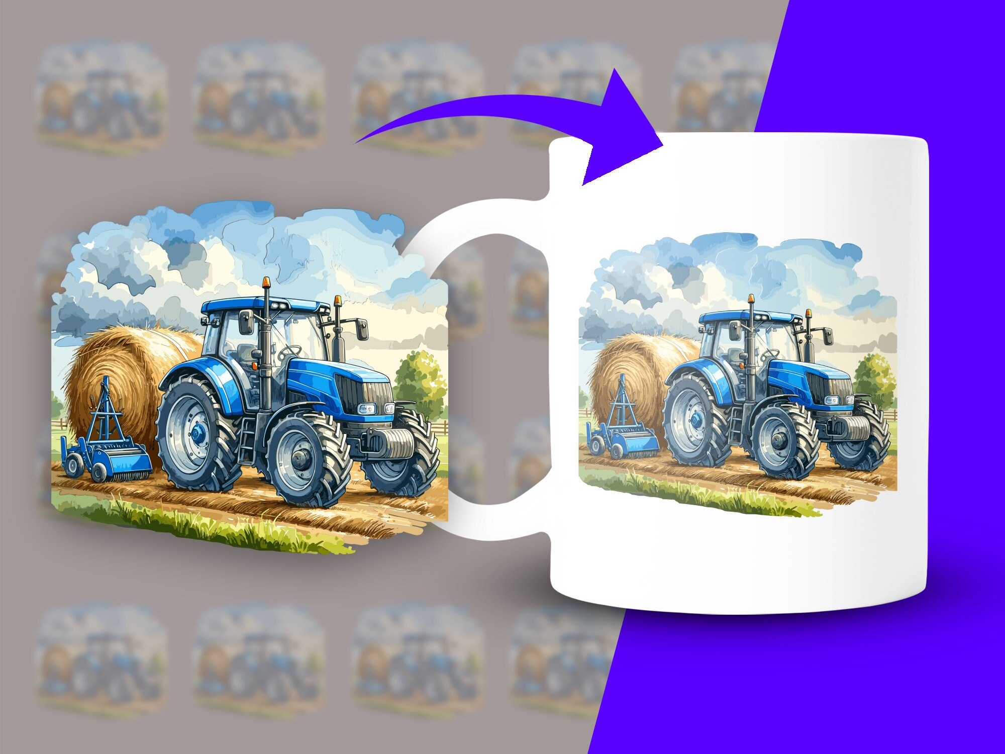 Tractor Farm Blue Classic SVG PNG Clipart | Sublimation Transparent ...
