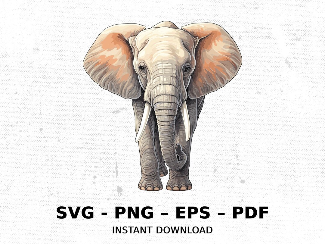 Elephant Cartoon Watercolor SVG PNG Clipart Sublimation Instant Image ...