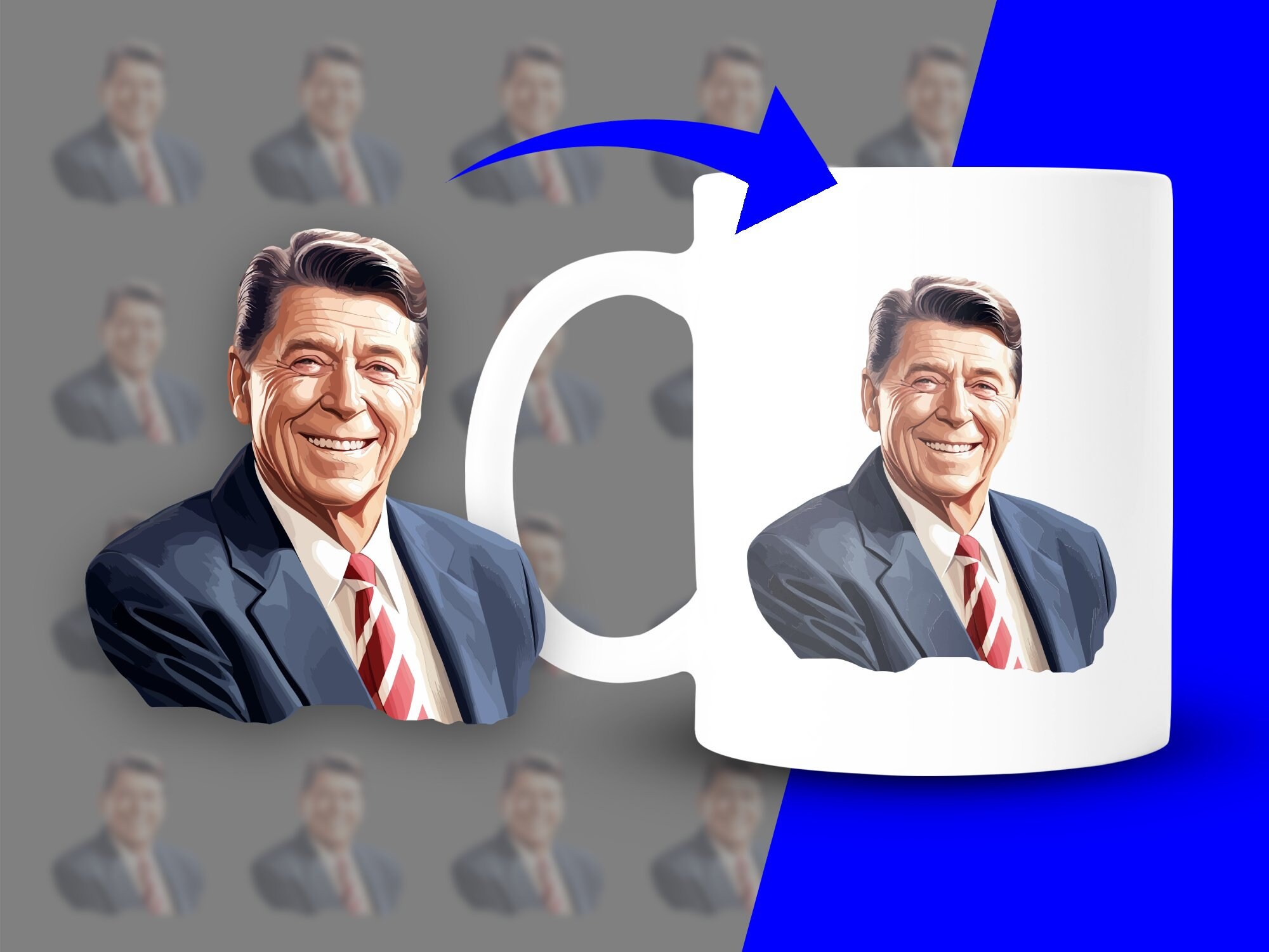 Ronald Reagan Watercolor Clipart | President Portrait (digital Download ...