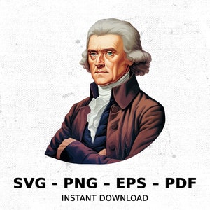 President Thomas Jefferson SVG PNG Clipart | Sublimation Transparent ...