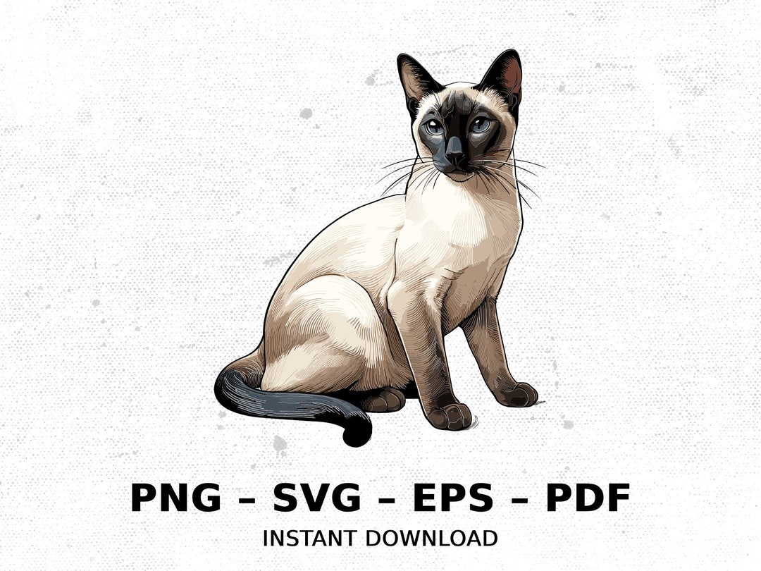 Siamese Cat SVG Clipart PNG Sublimation Designed Instant - Etsy