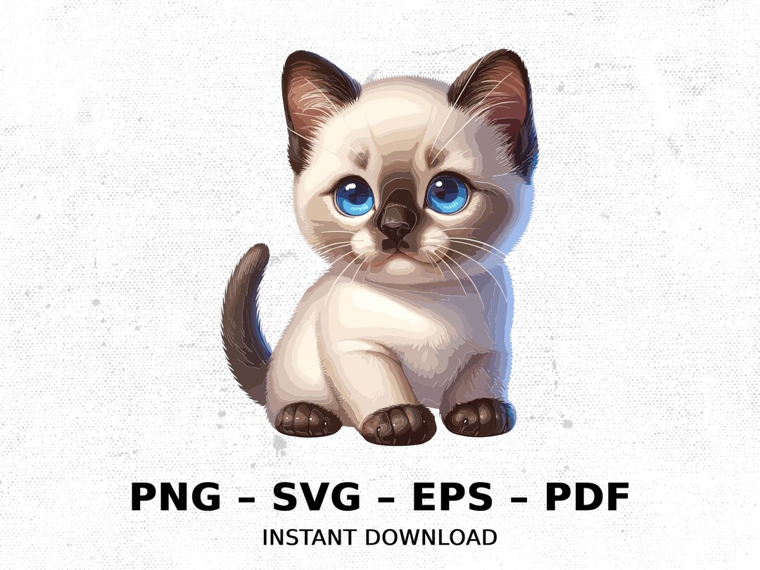 Cat Kitten Siamese SVG PNG Clipart Sublimation Transparent Watercolor ...