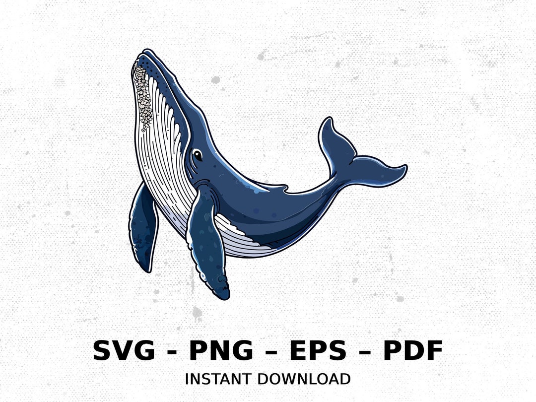 Ocean Whale Blue SVG PNG Clipart Sublimation Transparent Watercolor ...