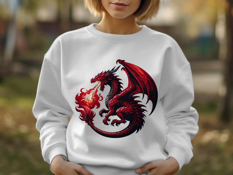 Cryptid Dragon Red Fire Breathing Mythical SVG PNG Clipart ...