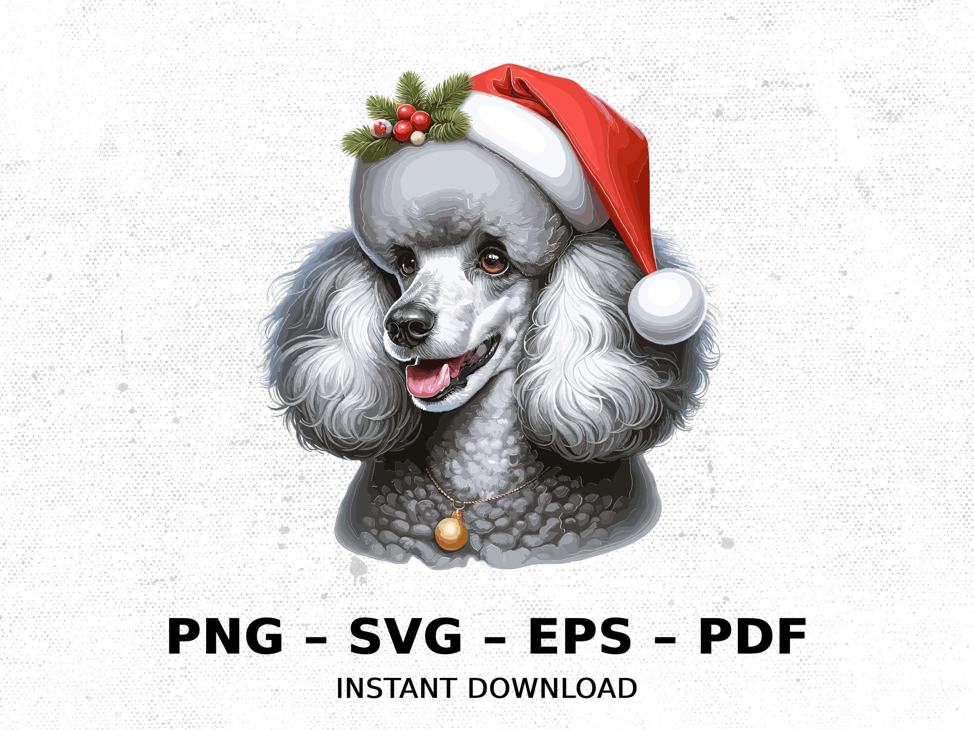 Dog Poodle Christmas Santa Hat SVG PNG Clipart Sublimation Transparent ...