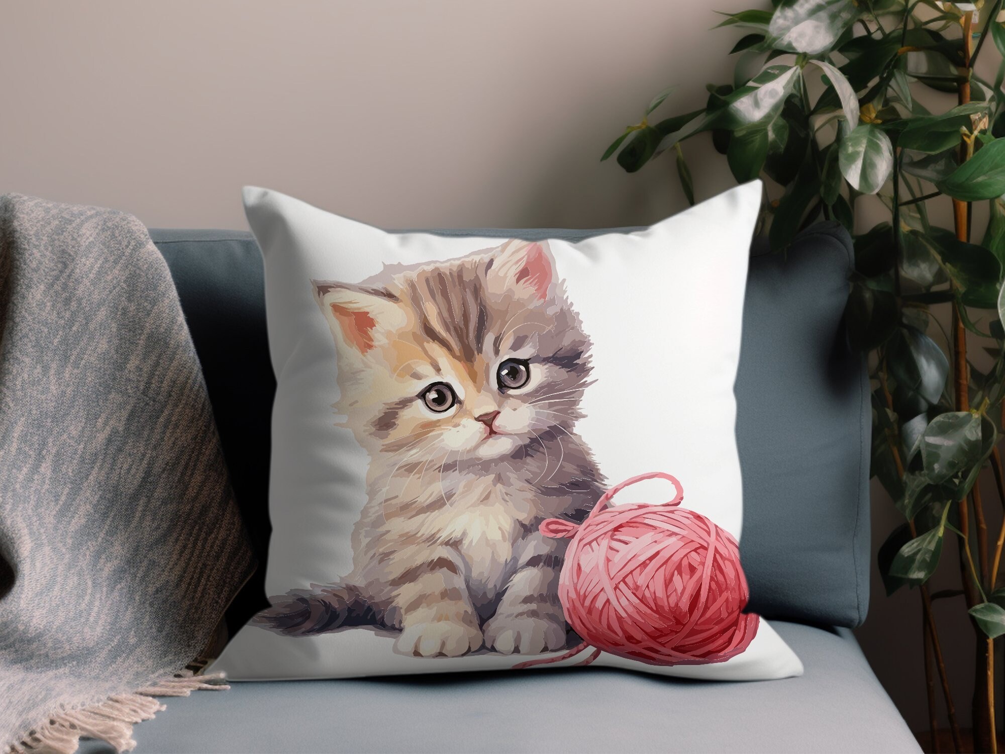 Cat Kitten Yarn Cute SVG PNG Clipart Sublimation Transparent Watercolor ...