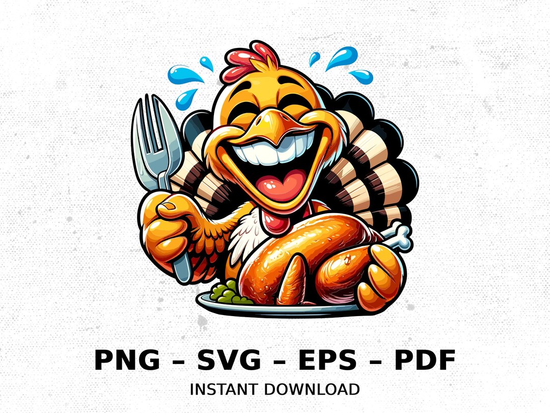 Bird Turkey Thanksgiving Laughing Funny SVG PNG Clipart Sublimation ...