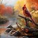 Red Cardinal Fall Forest River PNG SVG Tumbler Printable Sublimation ...