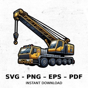 Tractor Construction Truck Mobile Mounted Boom Crane SVG PNG Clipart ...