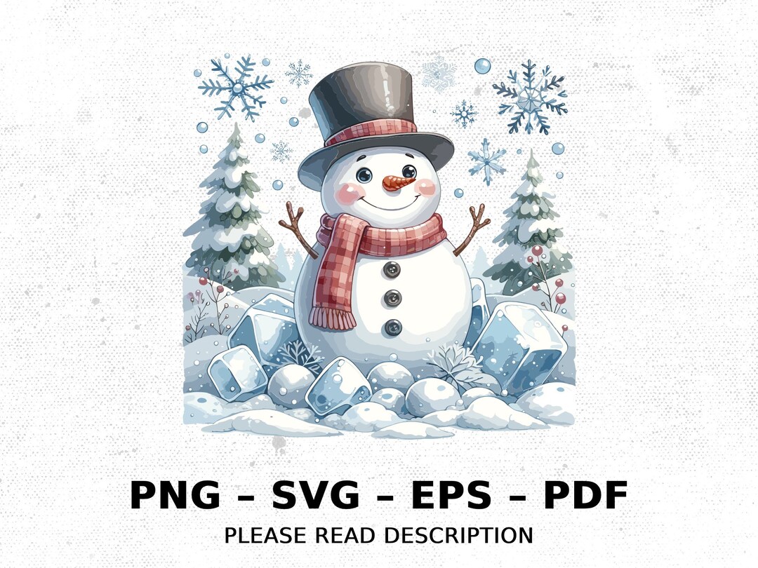 Snowman Christmas Winter Scene SVG PNG Clipart Sublimation Transparent ...