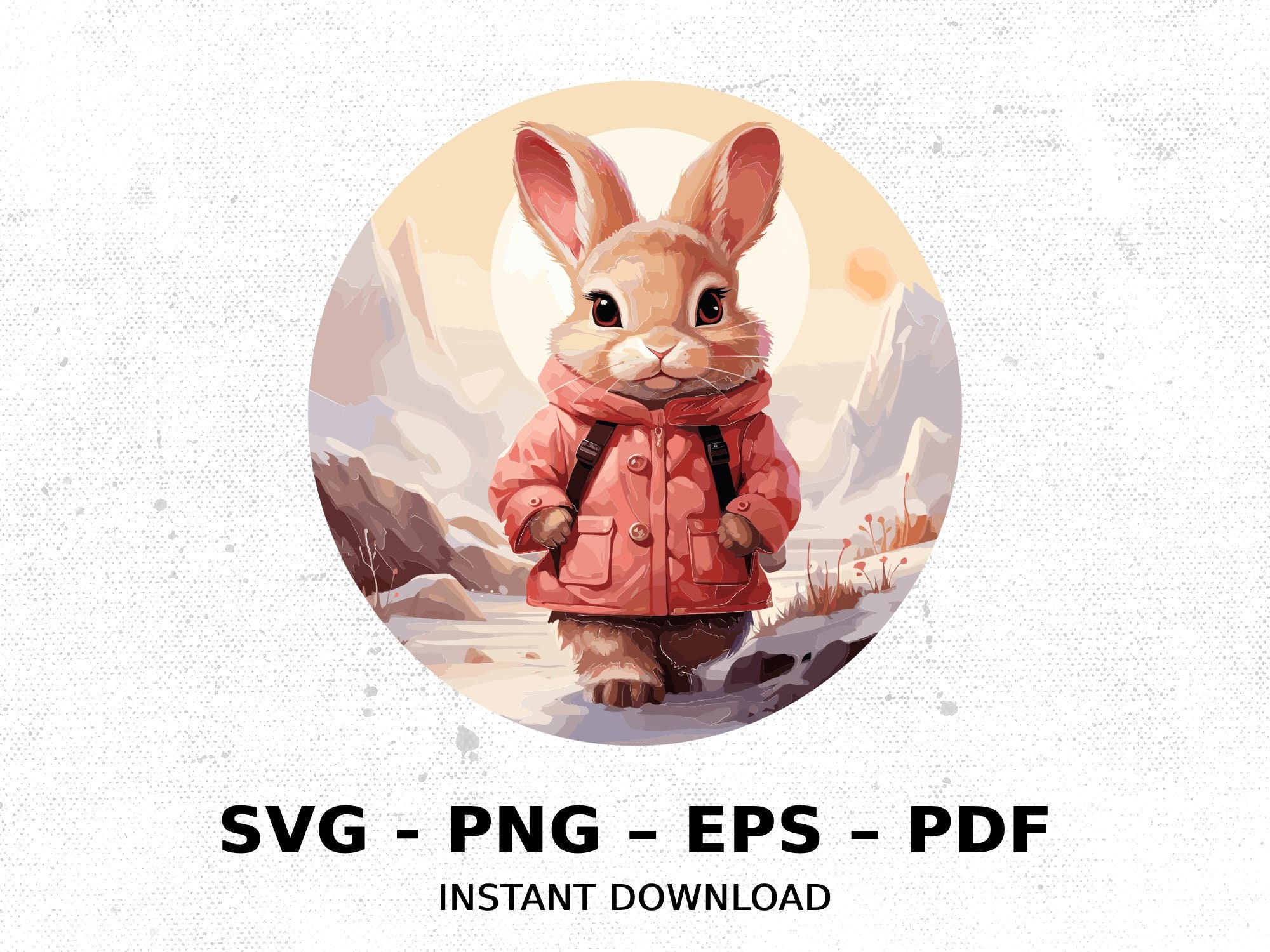 Rabbit Bunny Hiking in the Snow SVG PNG Clipart Sublimation Transparent ...