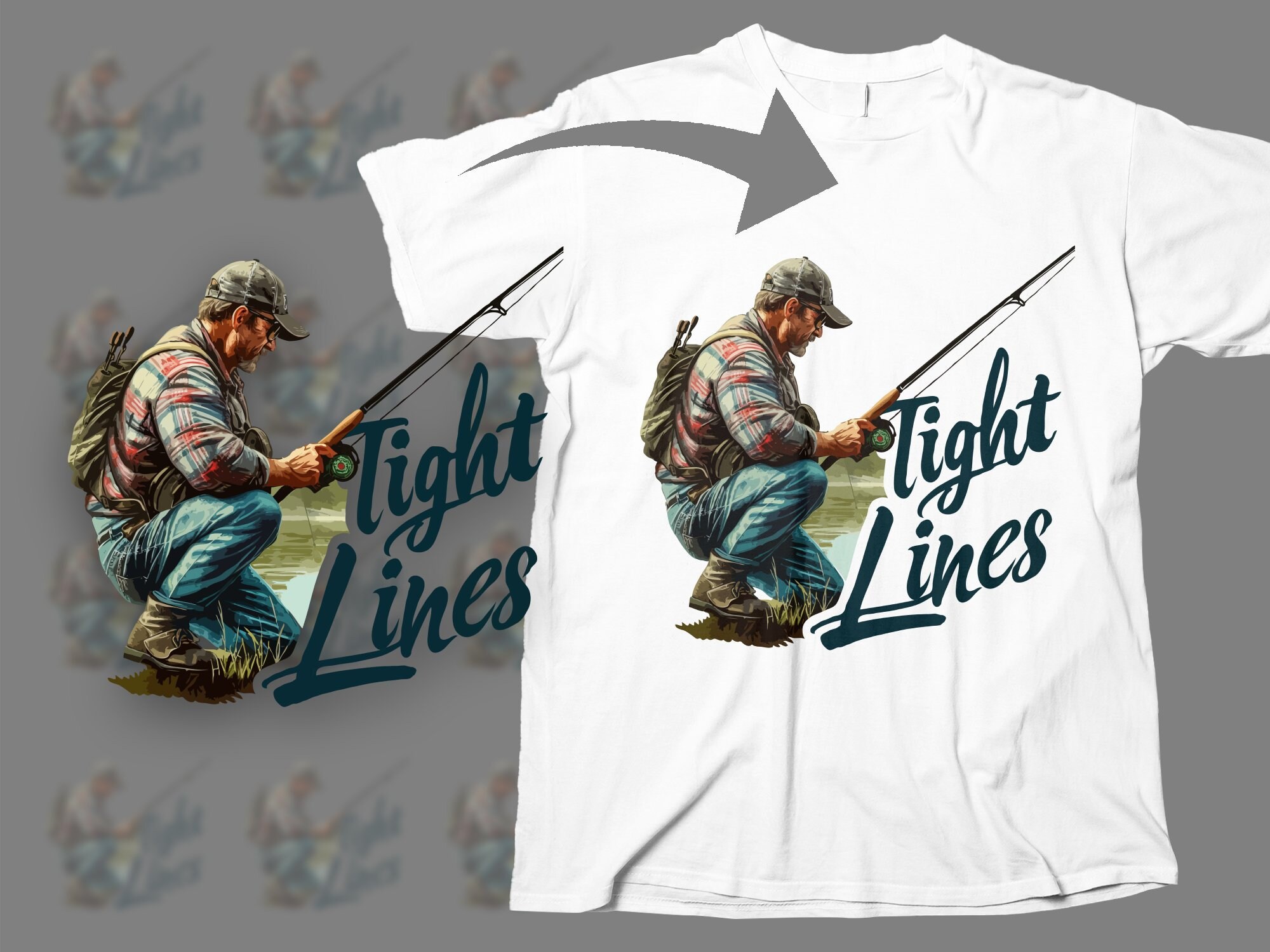 Tight Lines Fishing Fish SVG PNG Clipart Sublimation Transparent ...