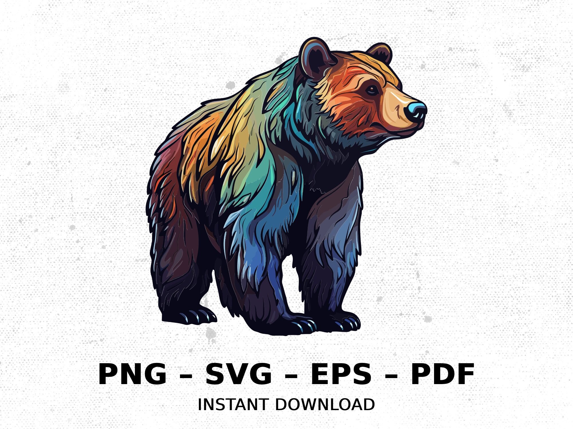 Bear Grizzly Abstract Colorful SVG PNG Clipart Sublimation Transparent ...
