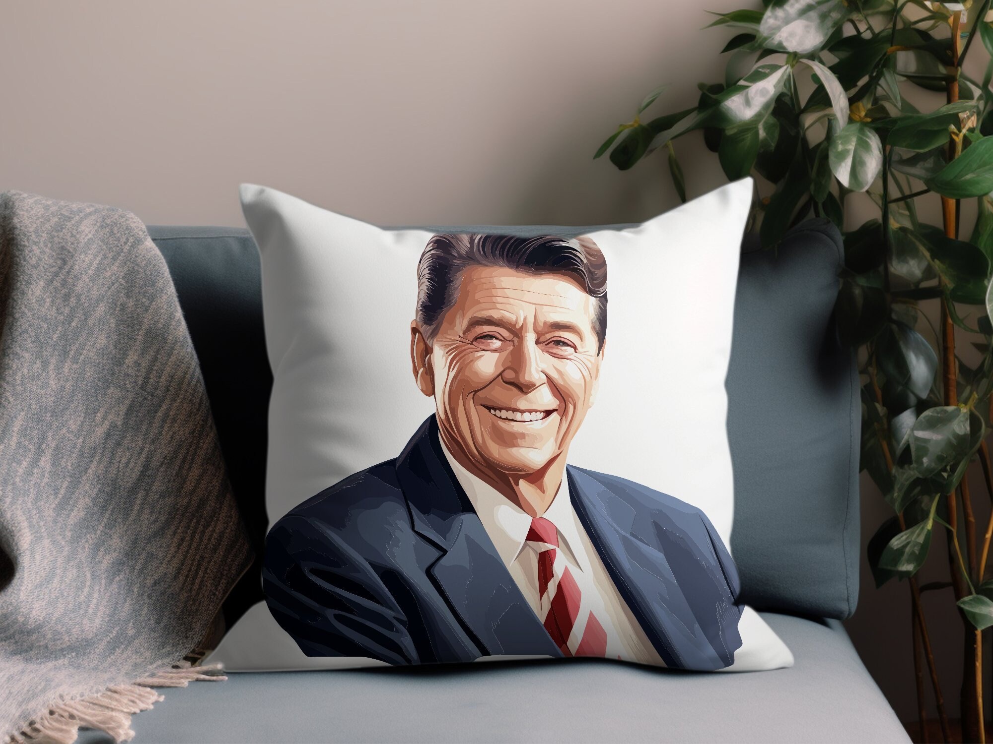 President Ronald Reagan SVG PNG Clipart Sublimation Transparent Watercolor Cartoon Instant ...