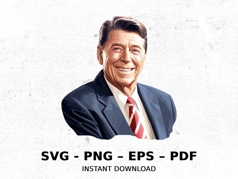 Ronald Reagan Watercolor Clipart | President Portrait (digital Download ...