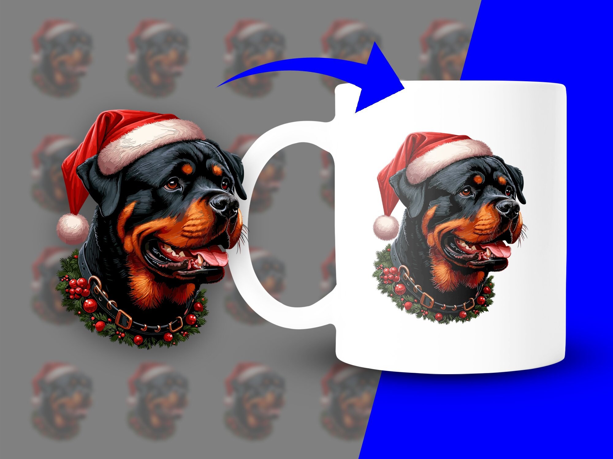 Dog Rottweiler Christmas Santa Hat SVG PNG Clipart | Sublimation ...