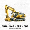 Tractor Construction Site Excavator SVG PNG Clipart Sublimation ...
