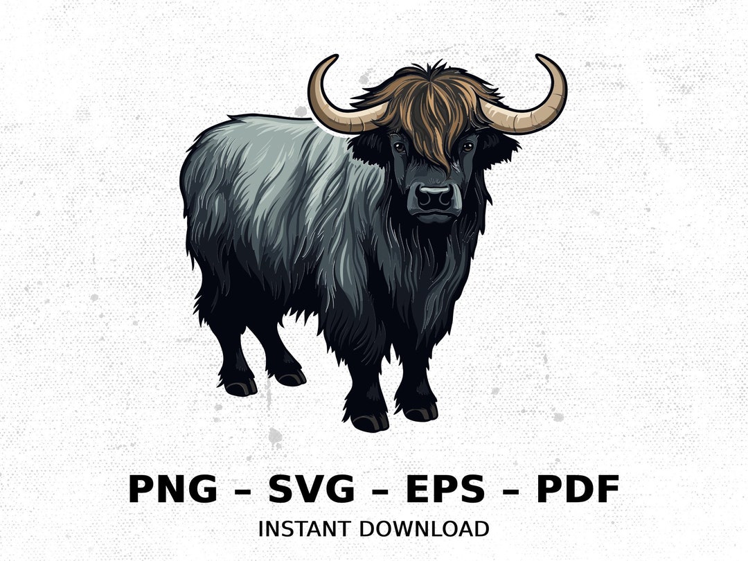 Yak Cattle Portrait Wildlife SVG PNG Clipart | Sublimation Transparent ...