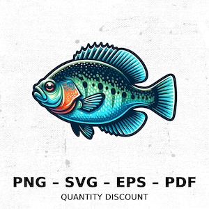 Fish Bluegill Sunfish Fishing Wildlife SVG PNG Clipart Sublimation ...