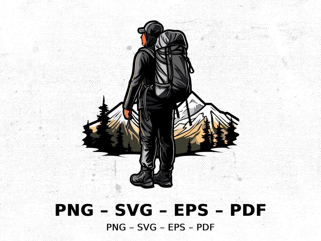 Mountain Backpacking SVG Clipart PNG Sublimation Instant Digital Image ...