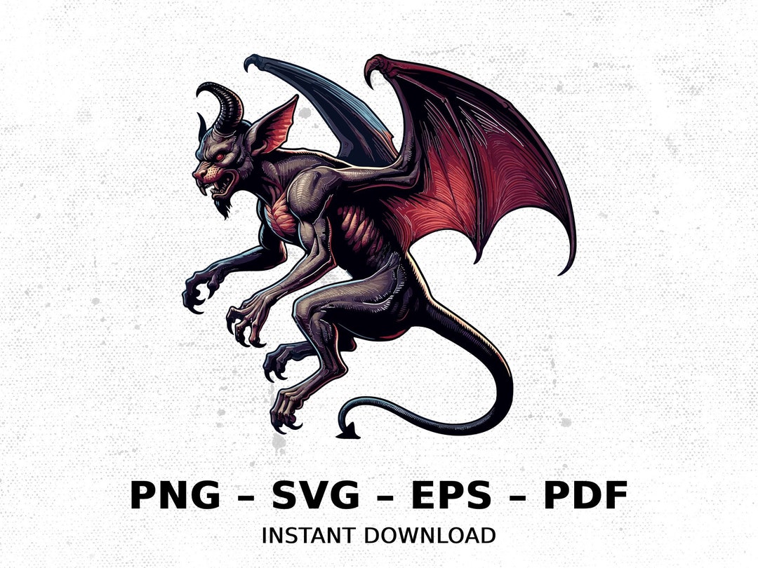 Jersey Devil Clipart | Cryptid, Leeds Devil, Watercolor Cartoon ...