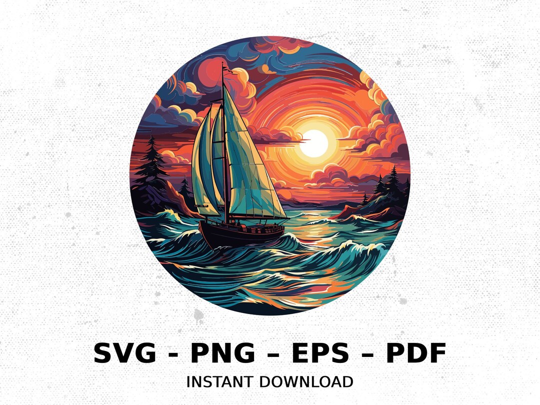 Sailboat Harbor Storm SVG PNG Clipart Sublimation Transparent ...
