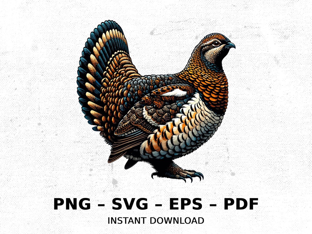 Bird Ruffed Grouse Wildlife Hunting SVG PNG Clipart Sublimation ...