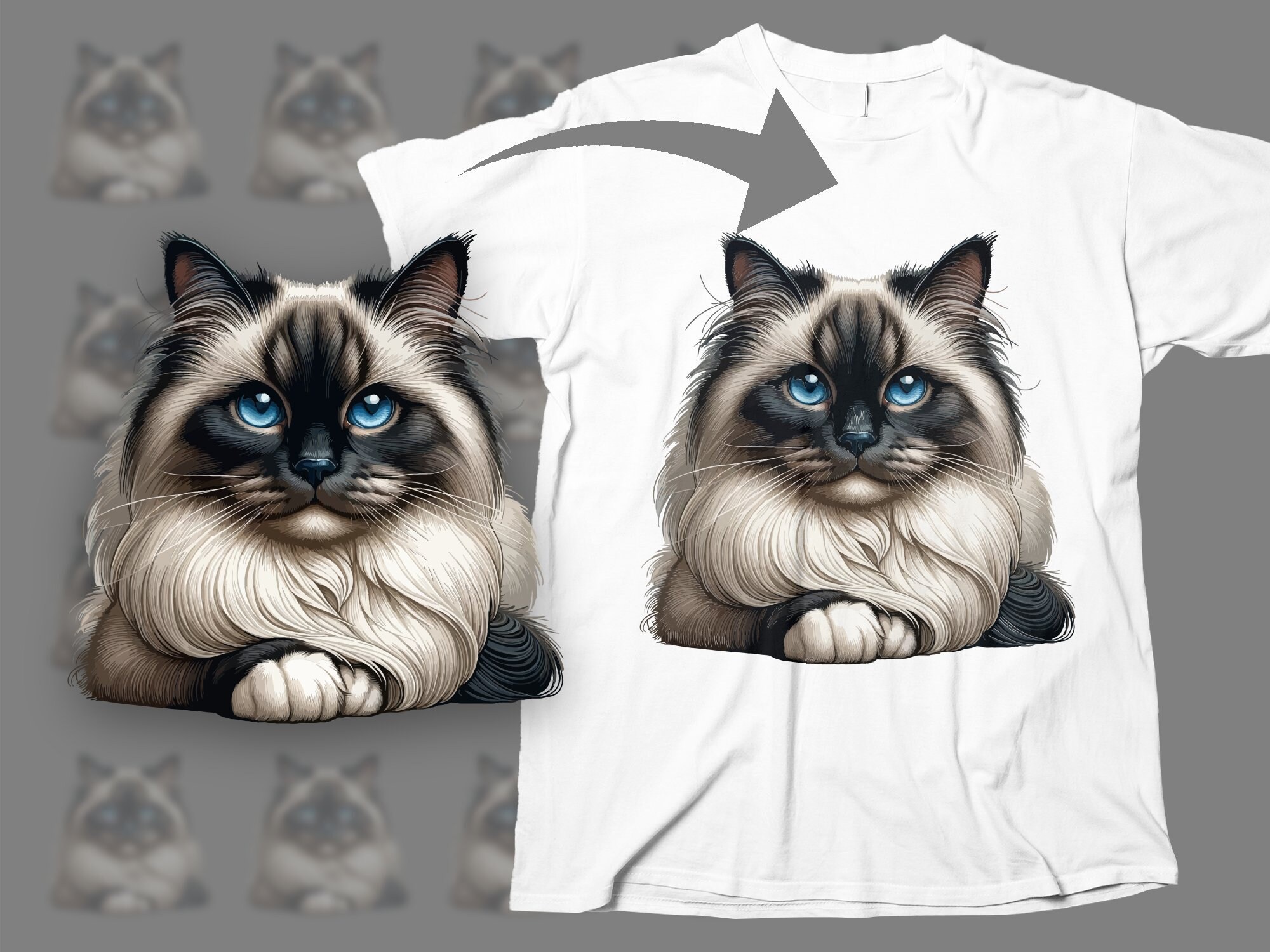 Cat Kitten Birman Blue Eyed SVG PNG Clipart Sublimation Transparent ...