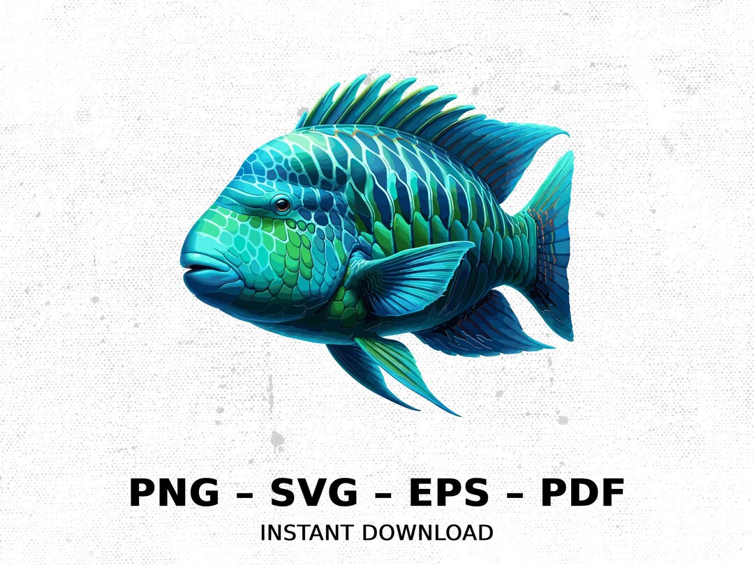 Parrotfish Fish SVG PNG Clipart Sublimation Transparent Watercolor ...