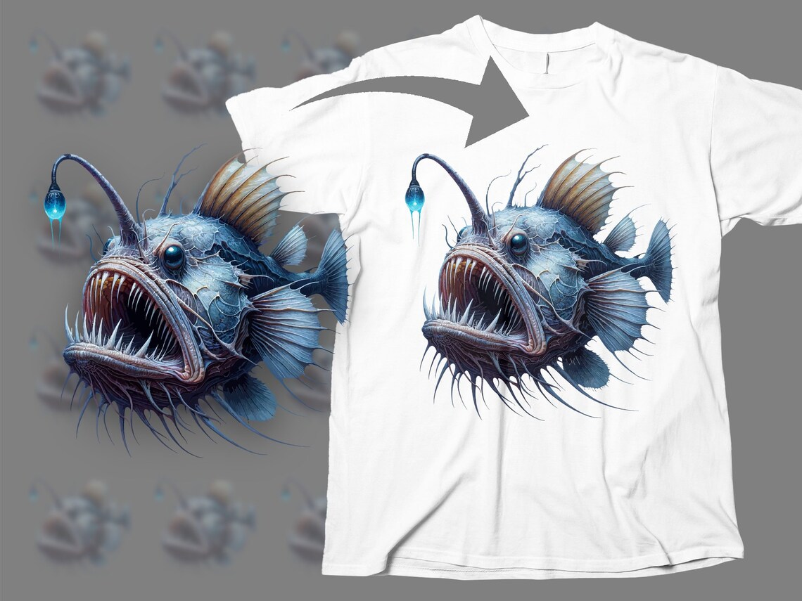 Ocean Anglerfish Deep Sea Fish SVG PNG Clipart | Sublimation ...
