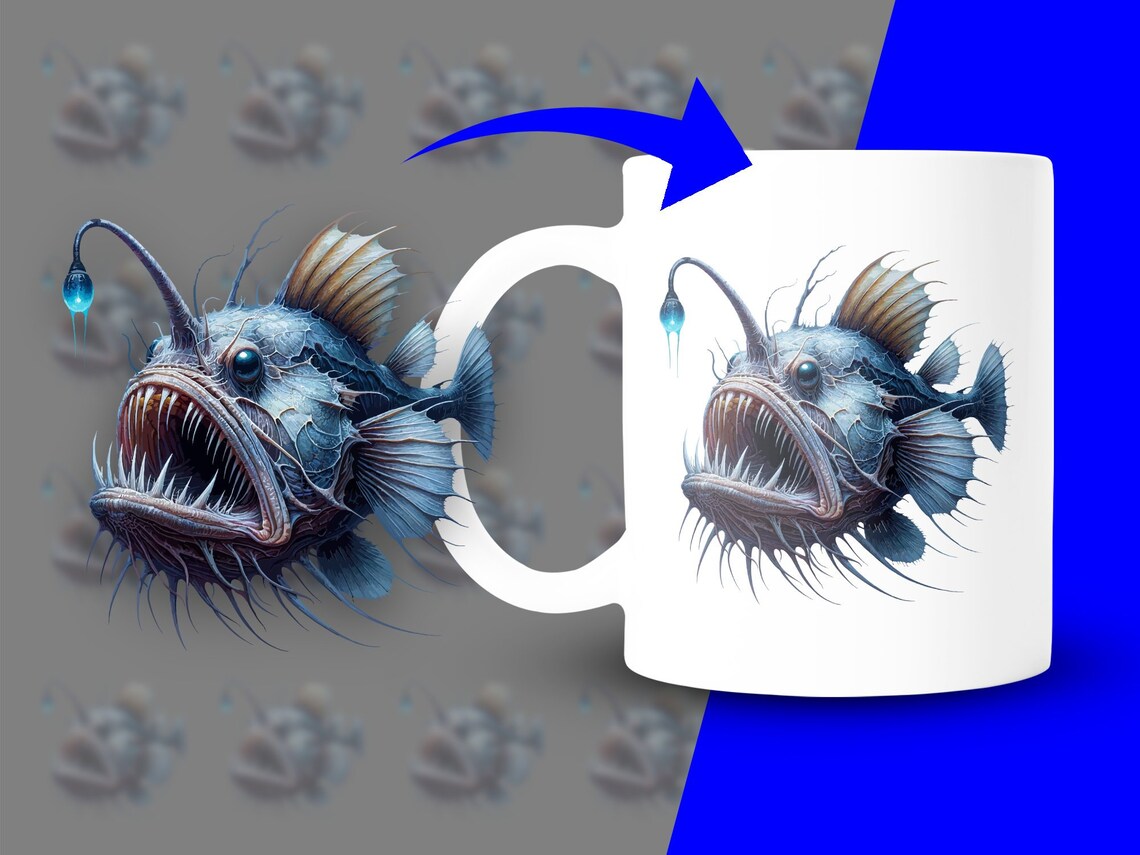 Ocean Anglerfish Deep Sea Fish SVG PNG Clipart Sublimation Transparent ...