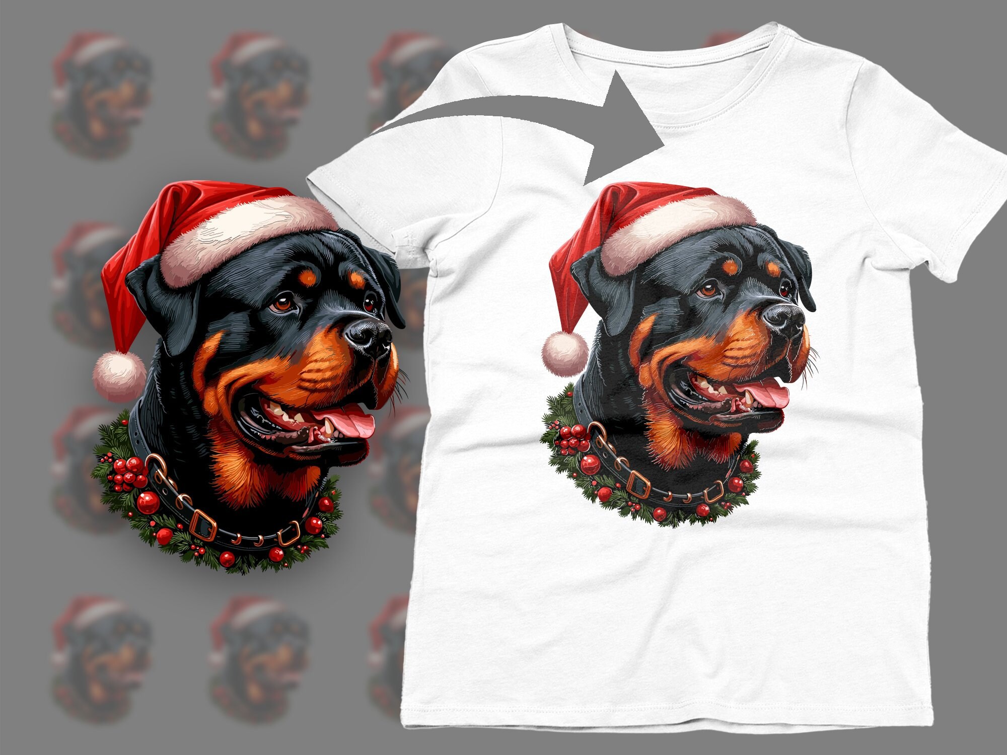 Dog Rottweiler Christmas Santa Hat SVG PNG Clipart | Sublimation ...