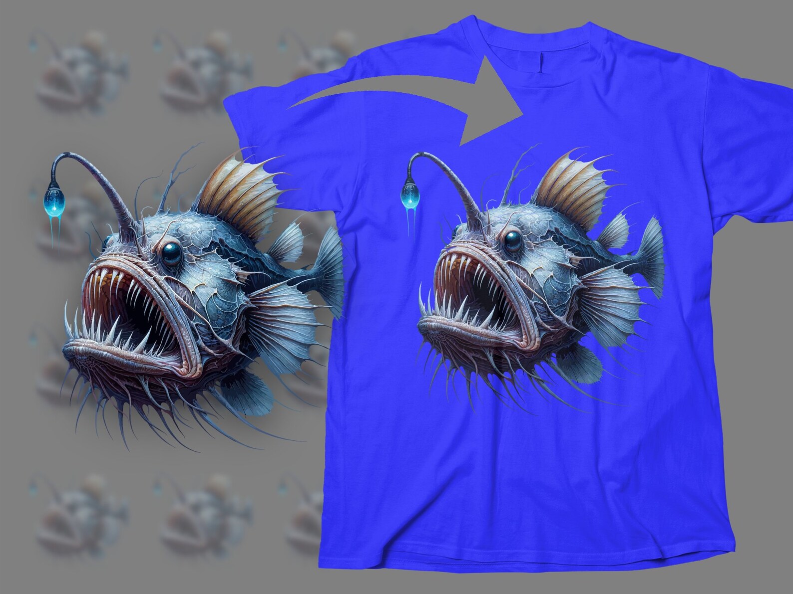 Ocean Anglerfish Deep Sea Fish SVG PNG Clipart | Sublimation ...