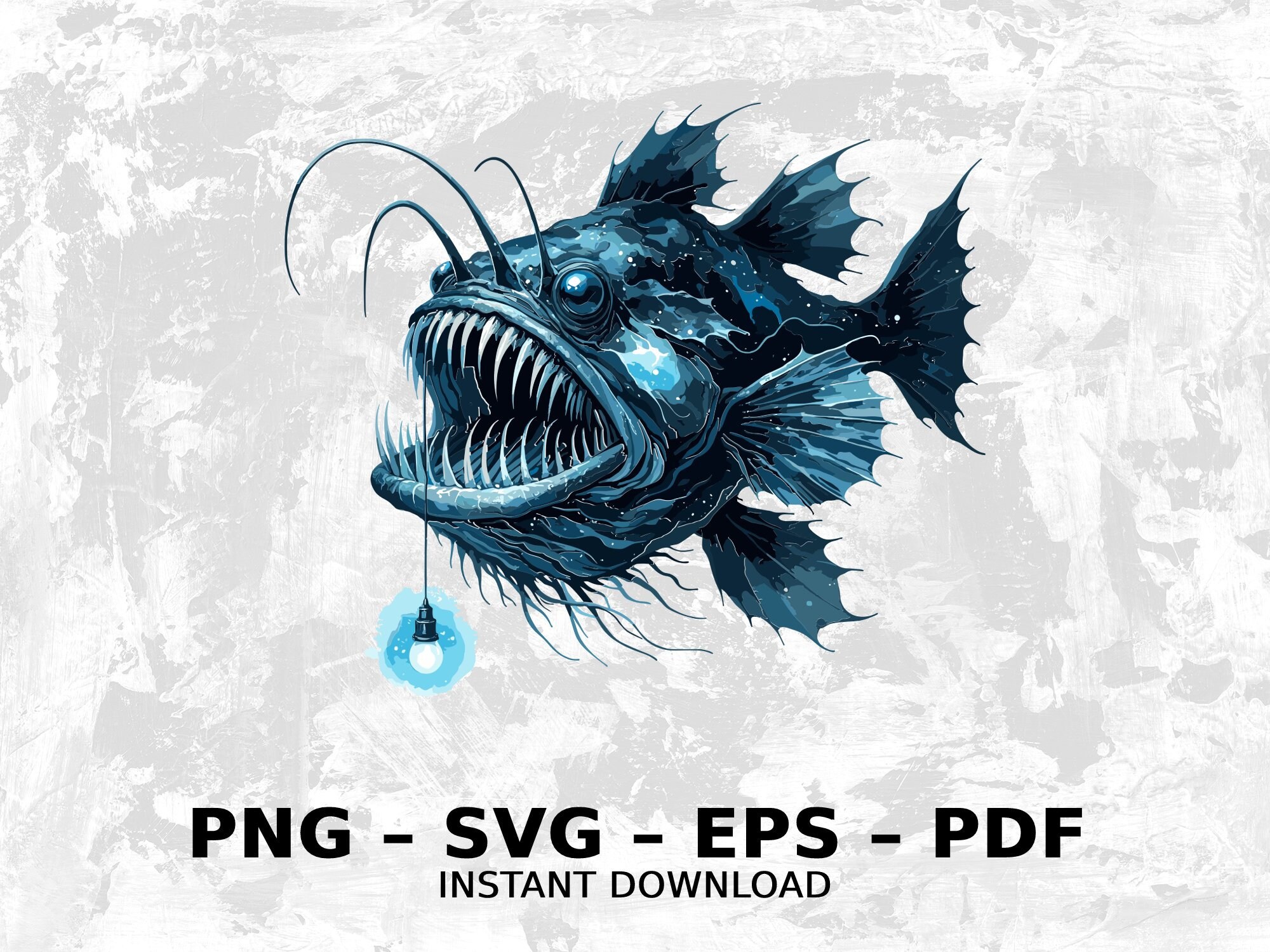 Ocean Anglerfish Deep Sea Fish SVG PNG Clipart Sublimation Transparent ...