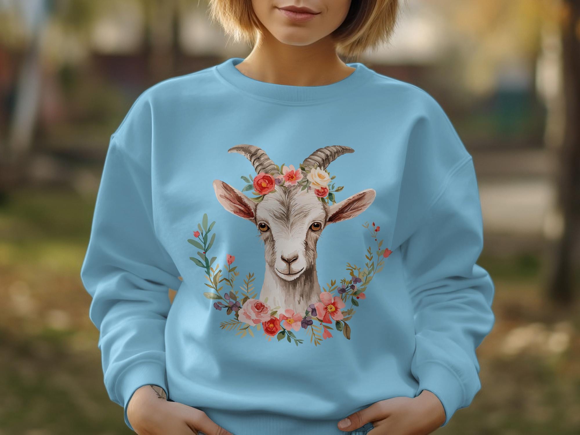 Goat Floral Flower Farm SVG PNG Sublimation Transparent Watercolor ...