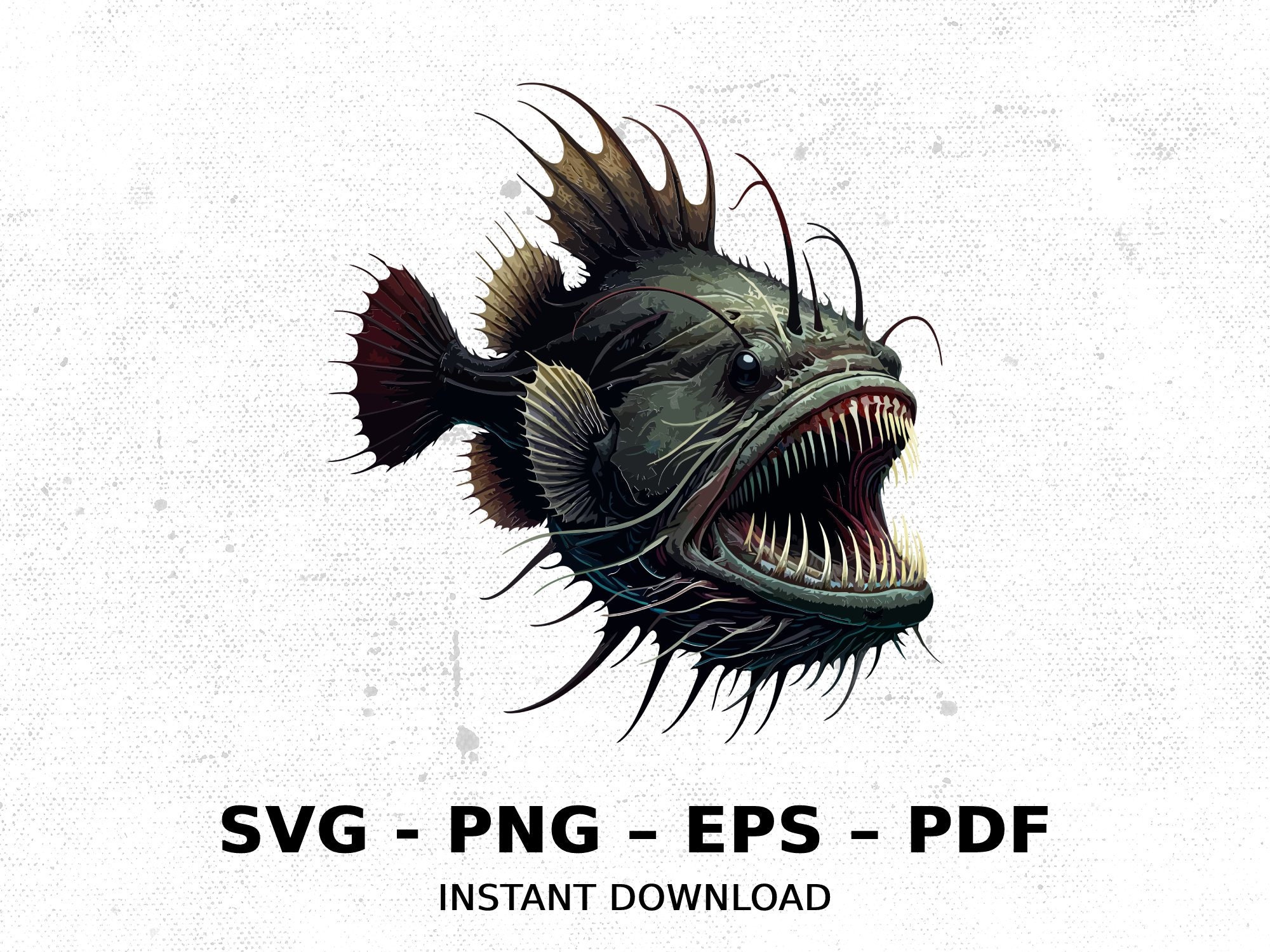 Ocean Anglerfish Deep Sea Fish SVG PNG Clipart Sublimation Transparent ...