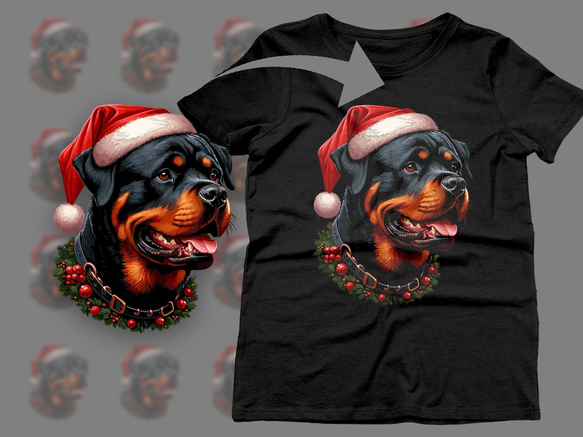 Dog Rottweiler Christmas Santa Hat SVG PNG Clipart | Sublimation ...