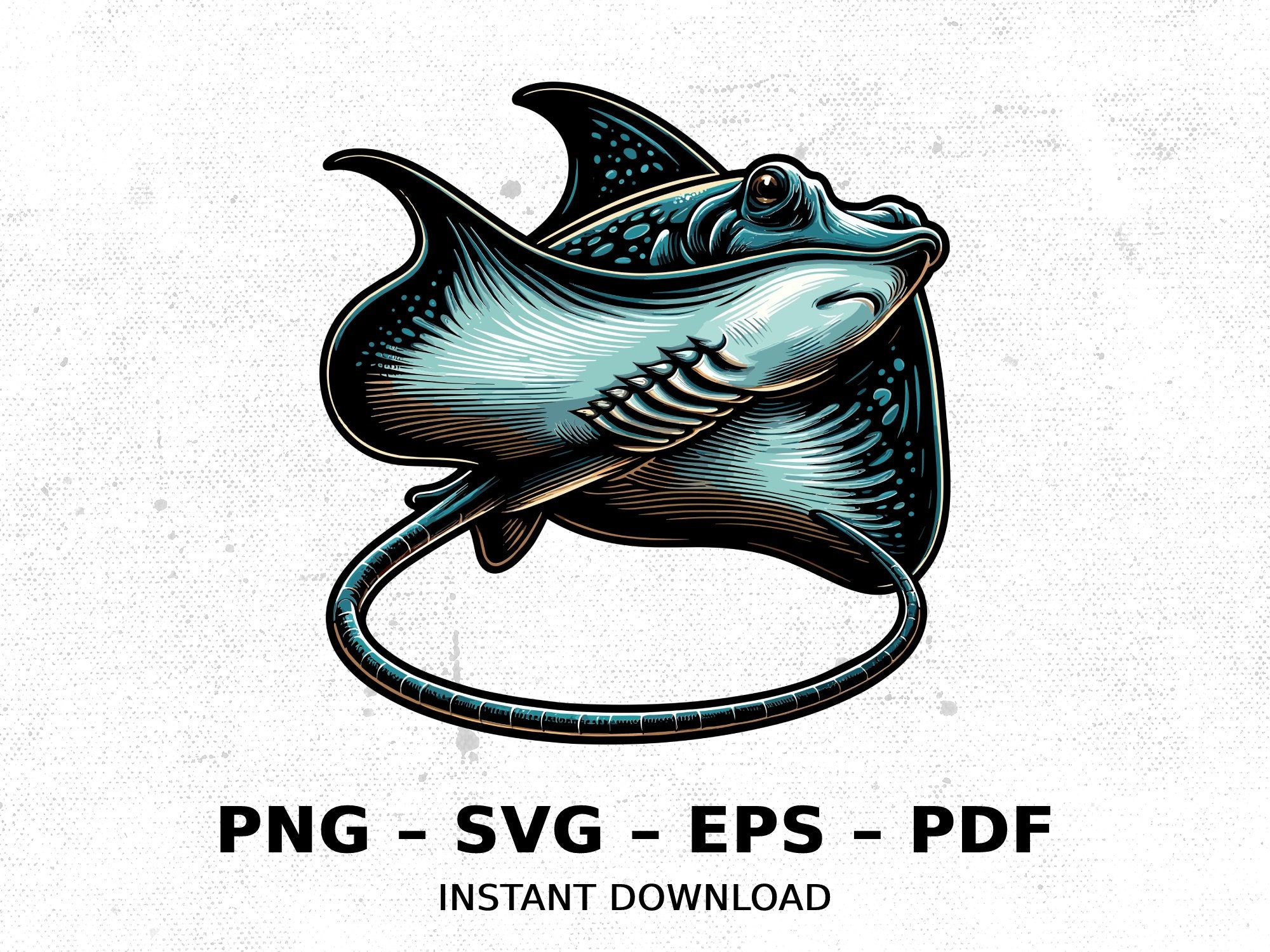 Ocean Stingray SVG PNG Clipart Sublimation Transparent Watercolor ...