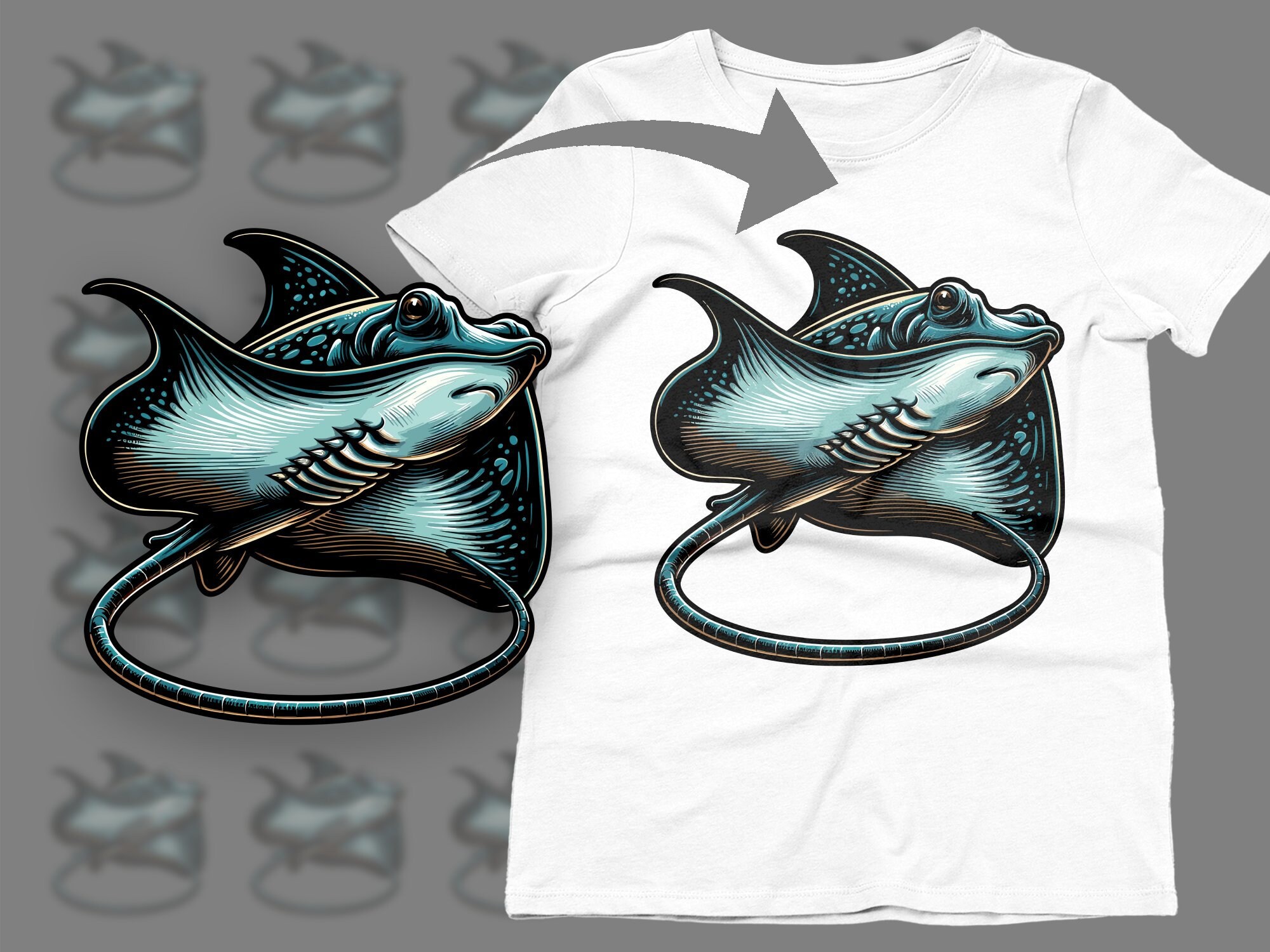 Ocean Stingray SVG PNG Clipart Sublimation Transparent Watercolor ...