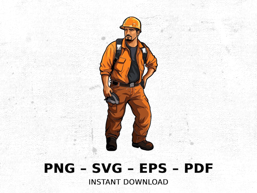 Construction Worker SVG Clipart PNG Sublimation Designed - Etsy