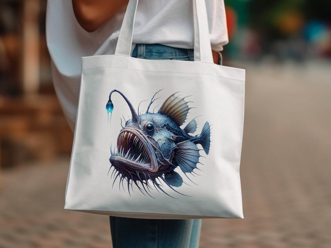 Anglerfish Watercolor Clipart | Deep Sea Fish SVG PNG (digital Download ...