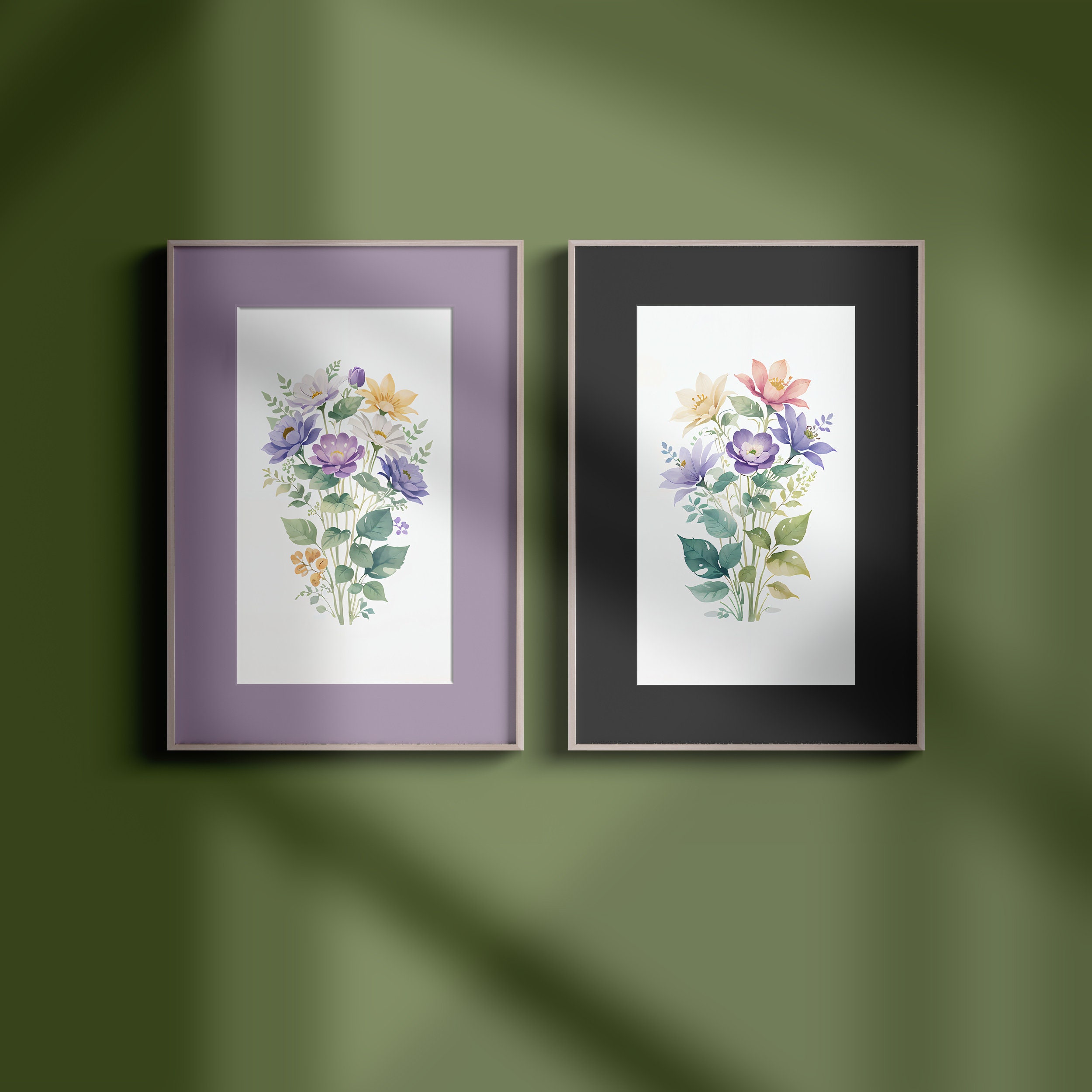 Flowers Painting, Set of 2, PRINTABLE ART Flora Print Instant Download ...
