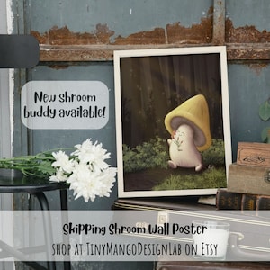 Cute Mushroom Poster Wall Art Digital Illustration Enchanted Forest - Etsy