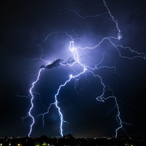 Triple Point | Nighttime Lightning Print for Home Etc. - Etsy