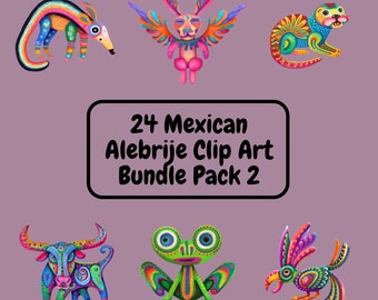 24 PNG Acrylic Style Mexican Alebrije Spirit Animals Clipart, Digital ...