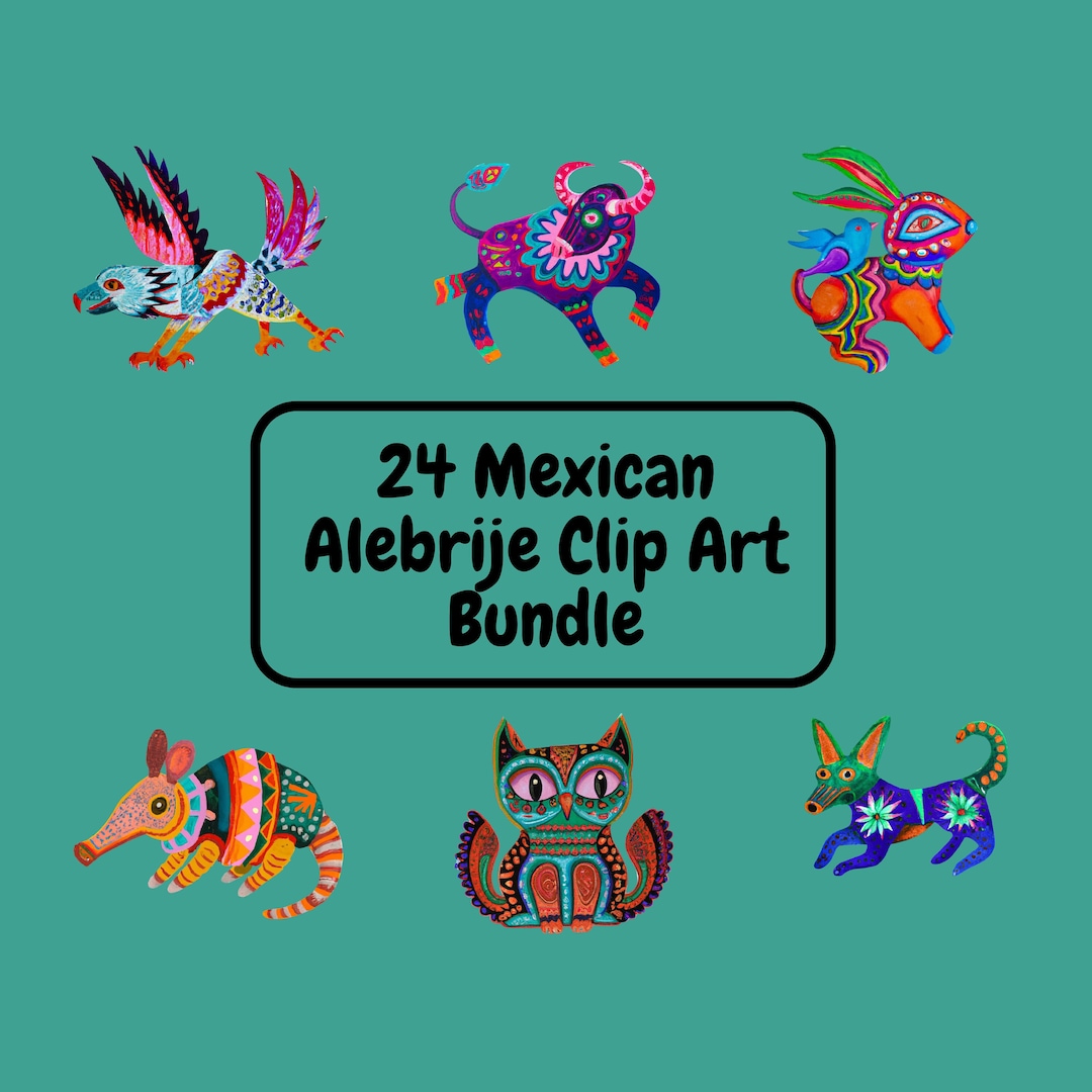 24 PNG Acrylic Style Mexican Alebrije Spirit Animals Clipart, Digital ...