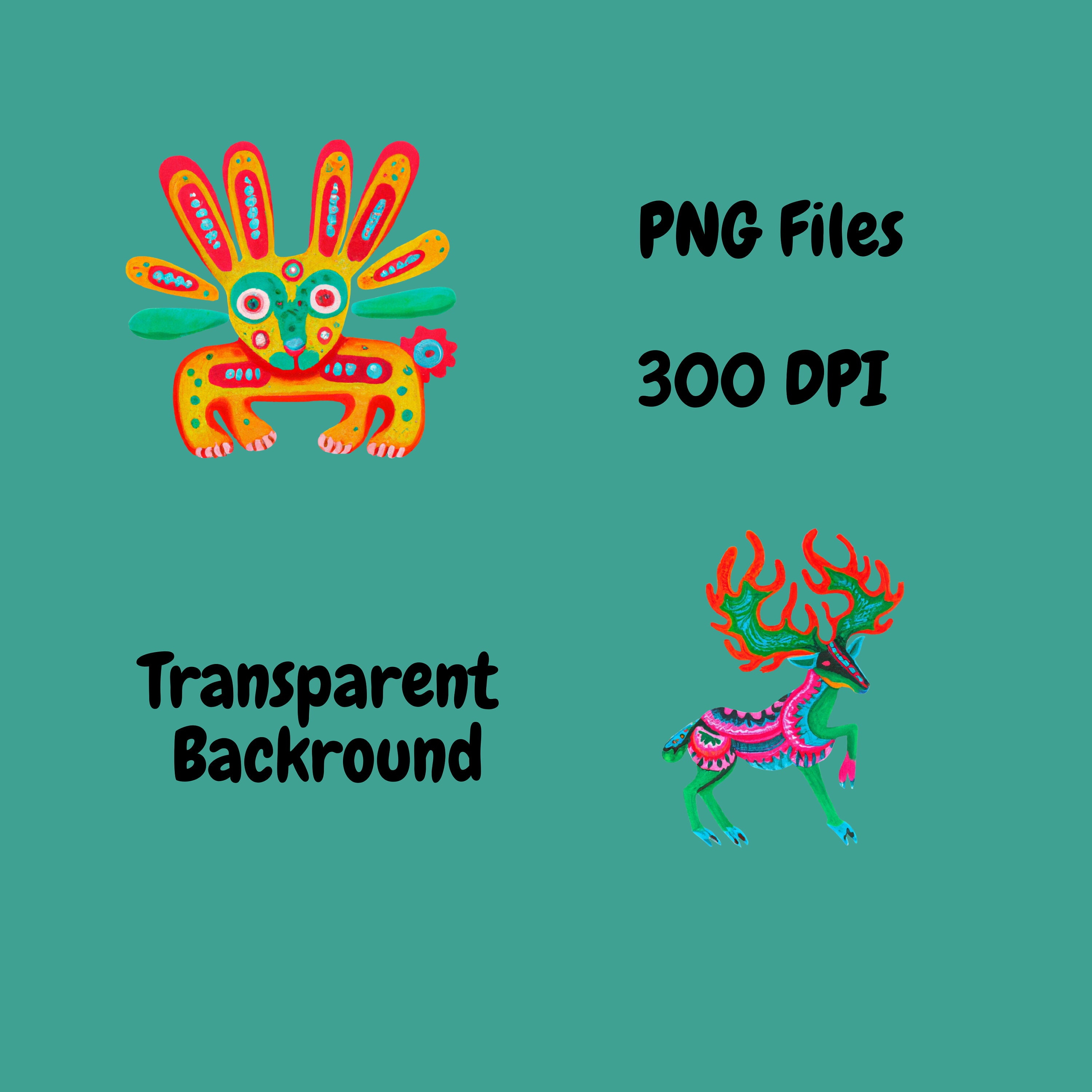 24 PNG Acrylic Style Mexican Alebrije Spirit Animals Clipart, Digital ...