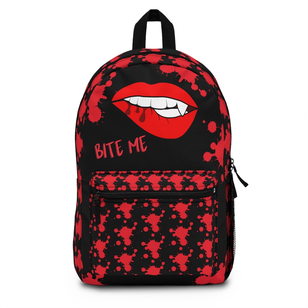 Red Bloody Lips Backpack,bite Me Quote Backpack,halloween Backpack ...