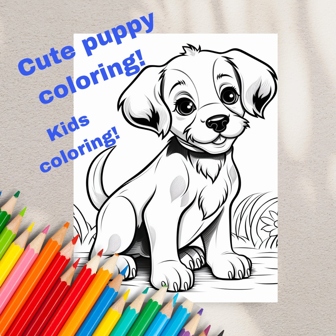 Cute Puppy Coloring Page for Kids (digital Download) - Etsy