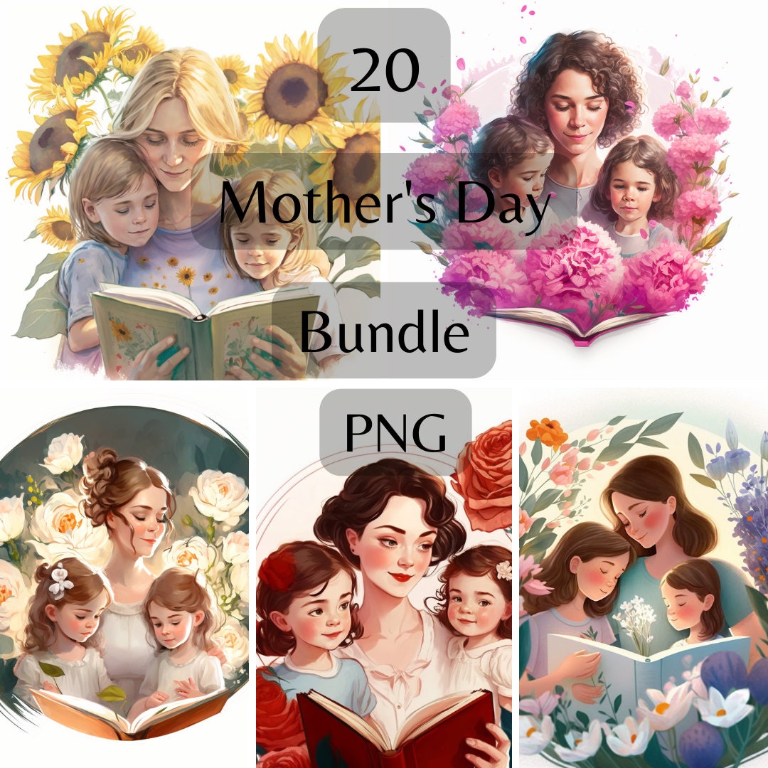 20 Watercolor Mother's Day Clipart, Mom and Children Clipart With ...